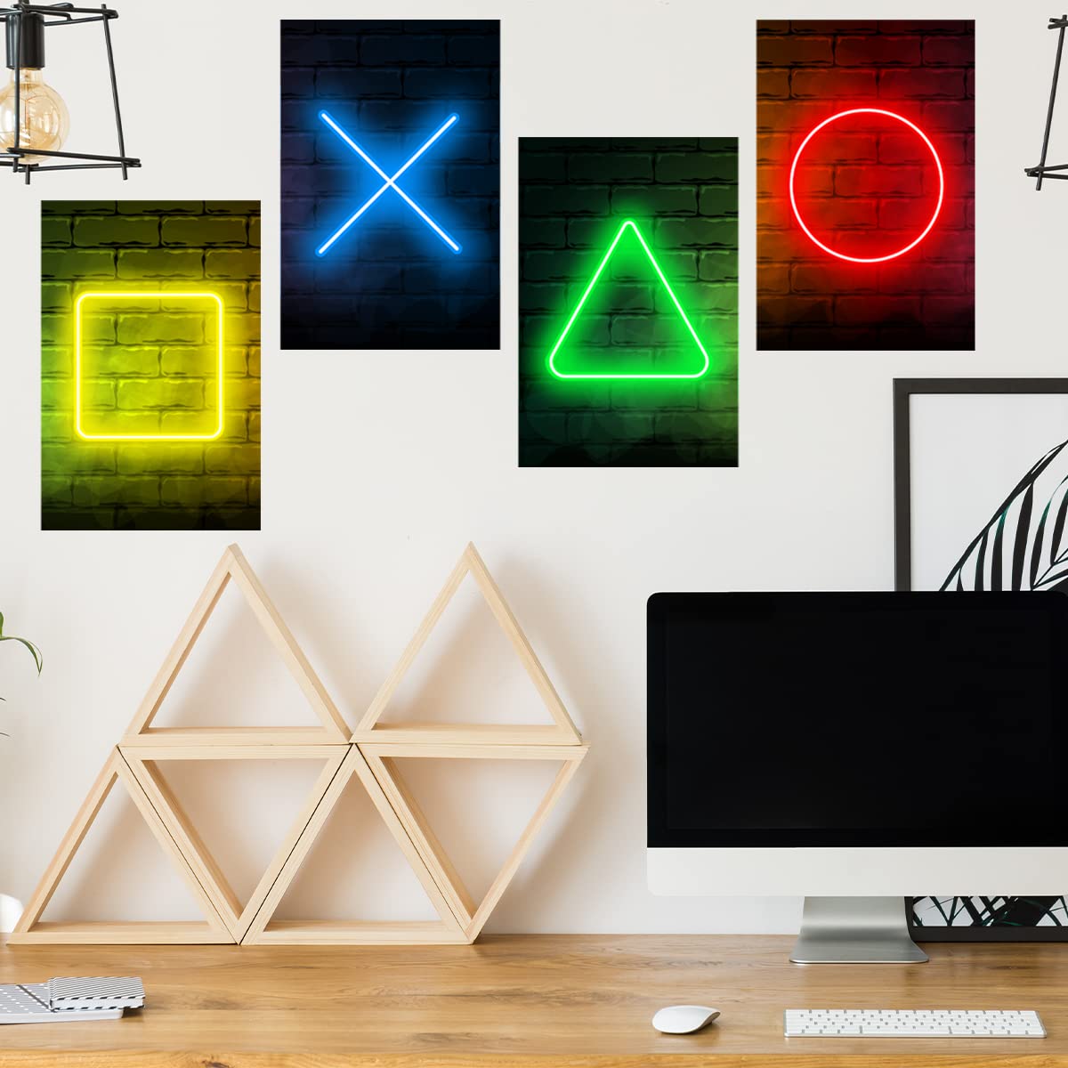 Neon Video Game Wall Decal Gaming Wall Sticker Decor Boy Gamer Wall Stickers Game Wall Decor for Boys Room Video Game Wall Art Gaming Pictures for Wall Playroom Decor