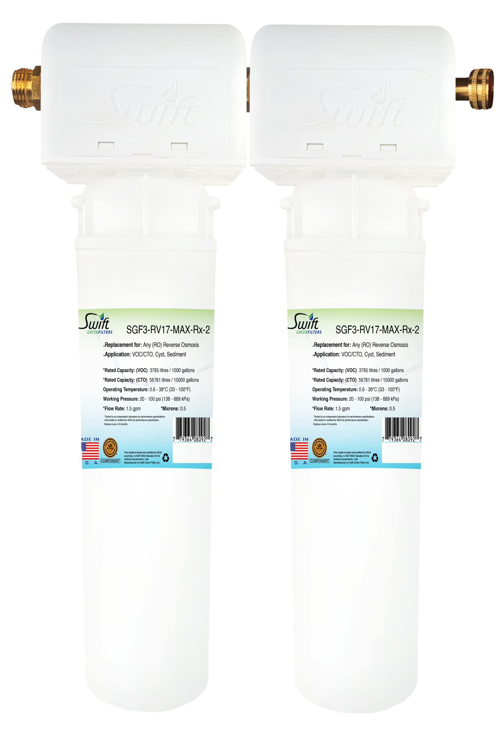 Swift Green Filters 10000 Gallons Under Sink Water Filtration System - NSF/ANSI 42 Certified,Direct Connect,Ultra High Capacity,0.5 Micron Filtration for 99.99% Chlorine and Odor Removal - Made in USA
