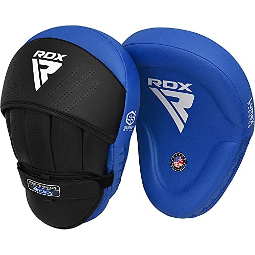 RDX Boxing Pads Curved Focus Mitts, Maya Hide Leather APEX Hook and jab Training Pad, Adjustable Strap Ventilated, MMA Muay Thai Kickboxing Coaching Martial Arts Punching Hand Target Strike Shield