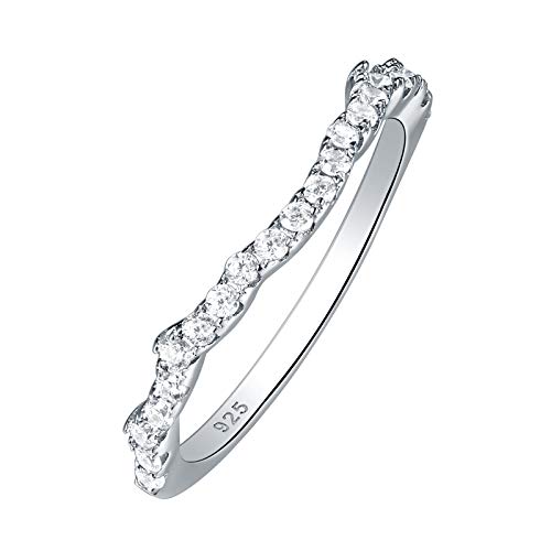 Newshe Matching Wedding Bands for Women Eternity Rings Sterling Silver Band Cubic Zirconia Size 9