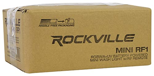 Rockville Mini RF1 RGBWA+UV DJ/Party LED Wash Light (Steel)+RF Long Range Remote, Silver