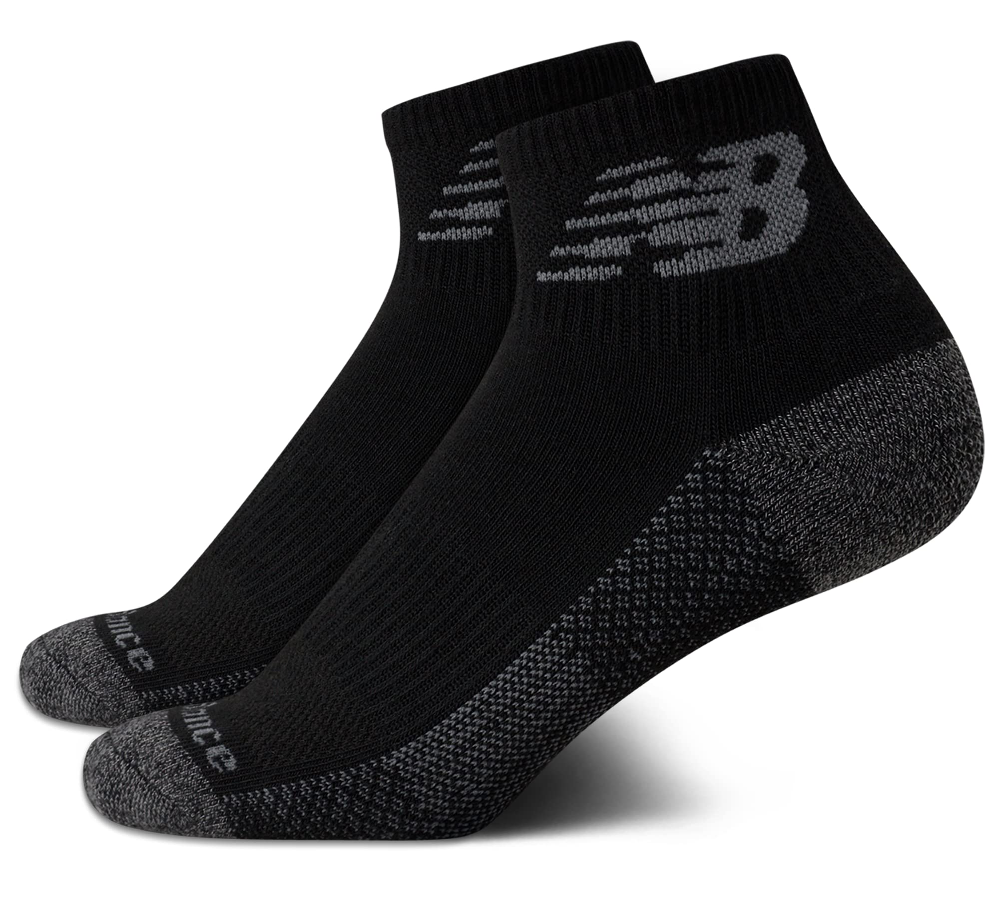 New Balance Men’s Athletic Socks – Cushioned Quarter Cut Ankle Socks (2 Pack), Size Medium: 6-10, Black