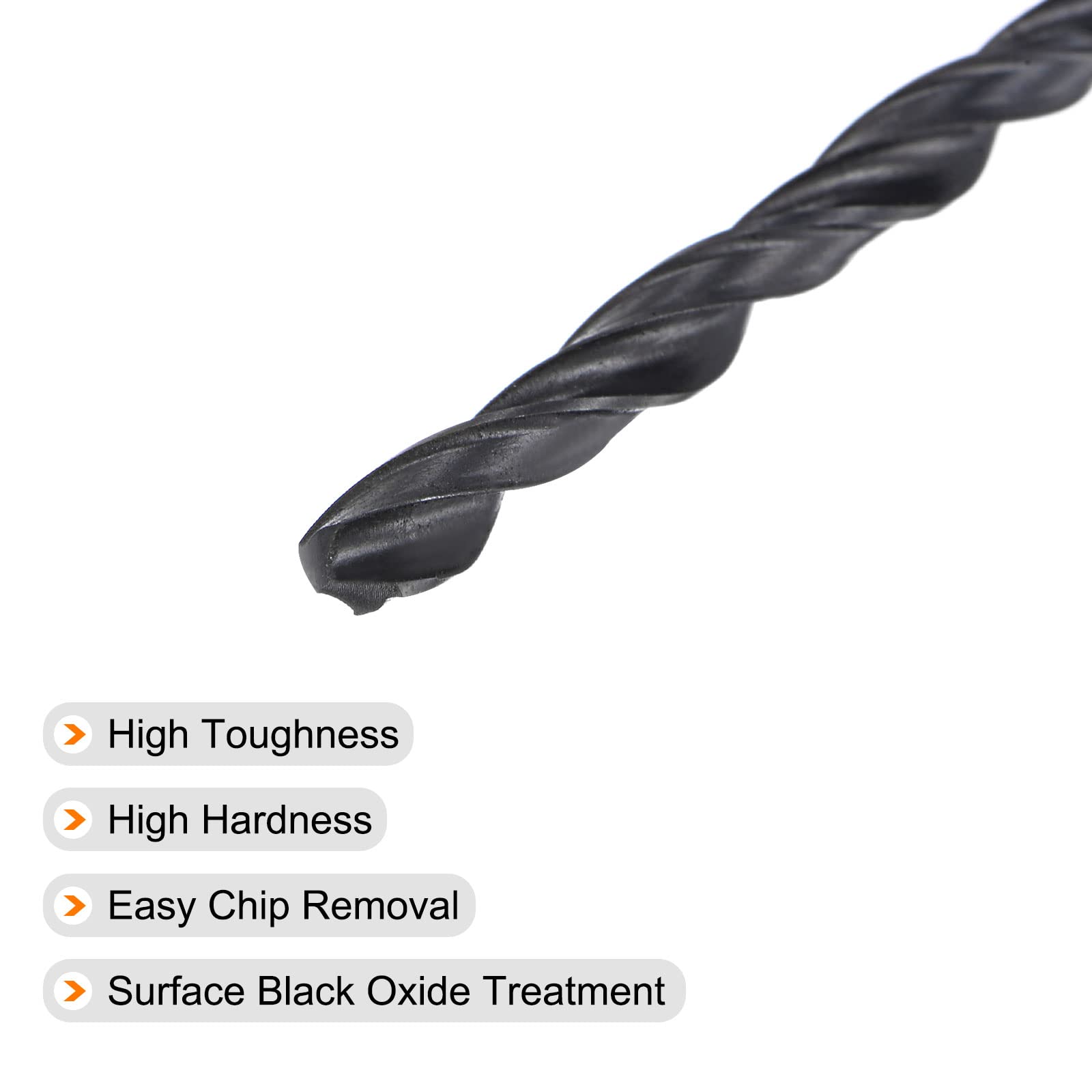 uxcell 6542 High Speed Steel Straight Shank Twist Jobber Drill Bit, Fully Ground Black Oxide Drill Bits 3.6mm Drill Diameter 68mm Total Length 2 Pcs