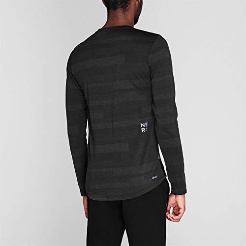 New Balance Men's Q Speed Fuel Jacquard Long Sleeve, Black Heather, X-Large