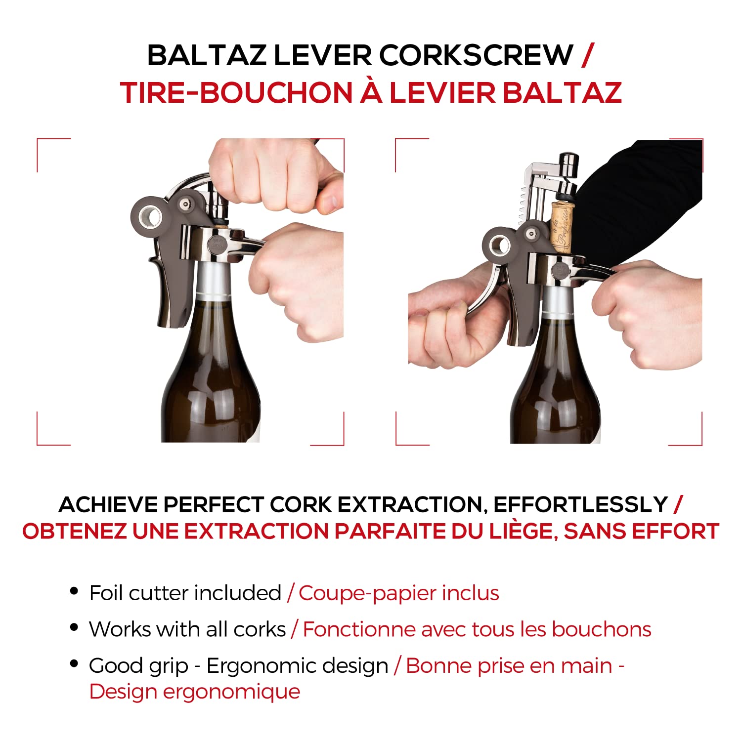 Peugeot Baltaz Corkscrew, Metallic Gray, 5.52in.