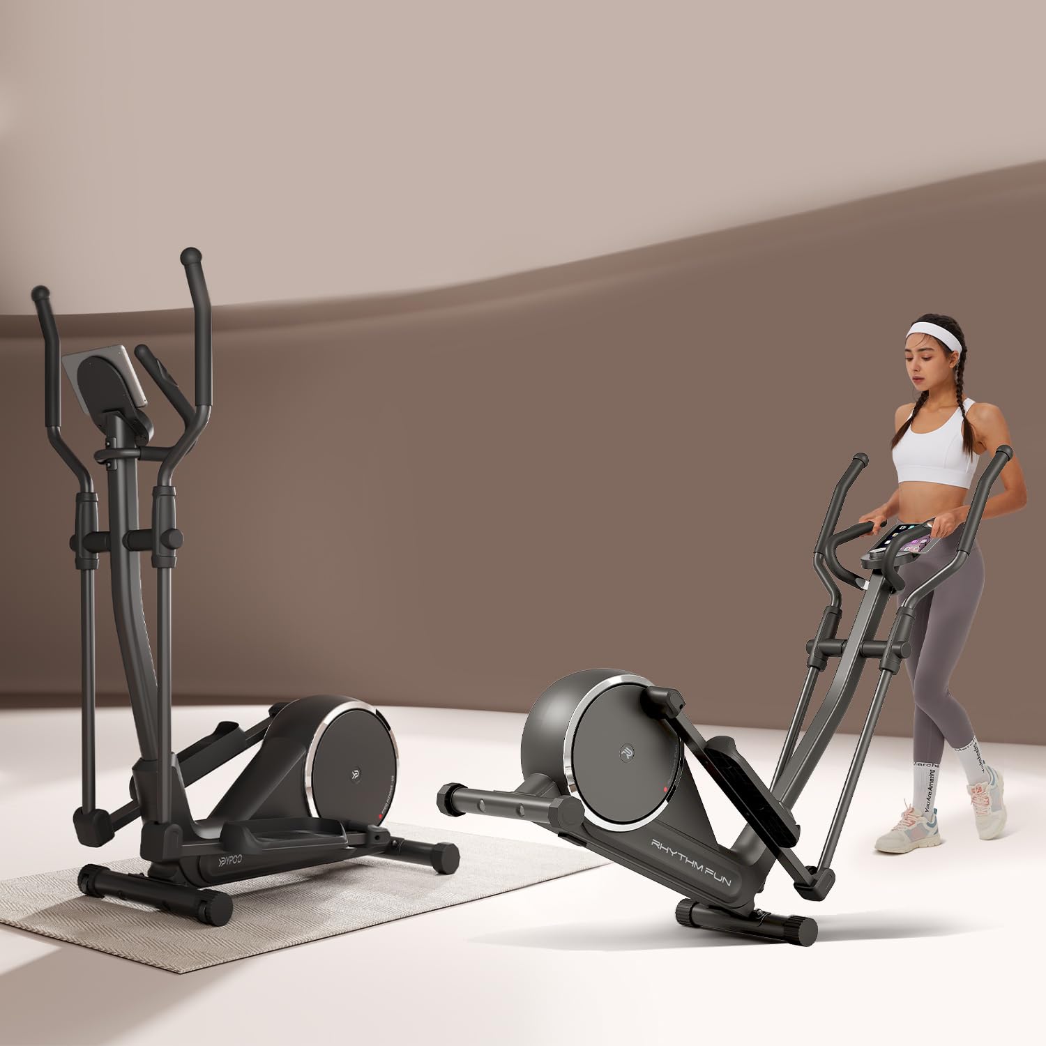 RHYTHM FUN Elliptical Training Machine, Electric Elliptical Machine for Home Use Magnetic Elliptical Training Machine 16 Resistance Elliptical Trainer with Smart LED Display Workout APP