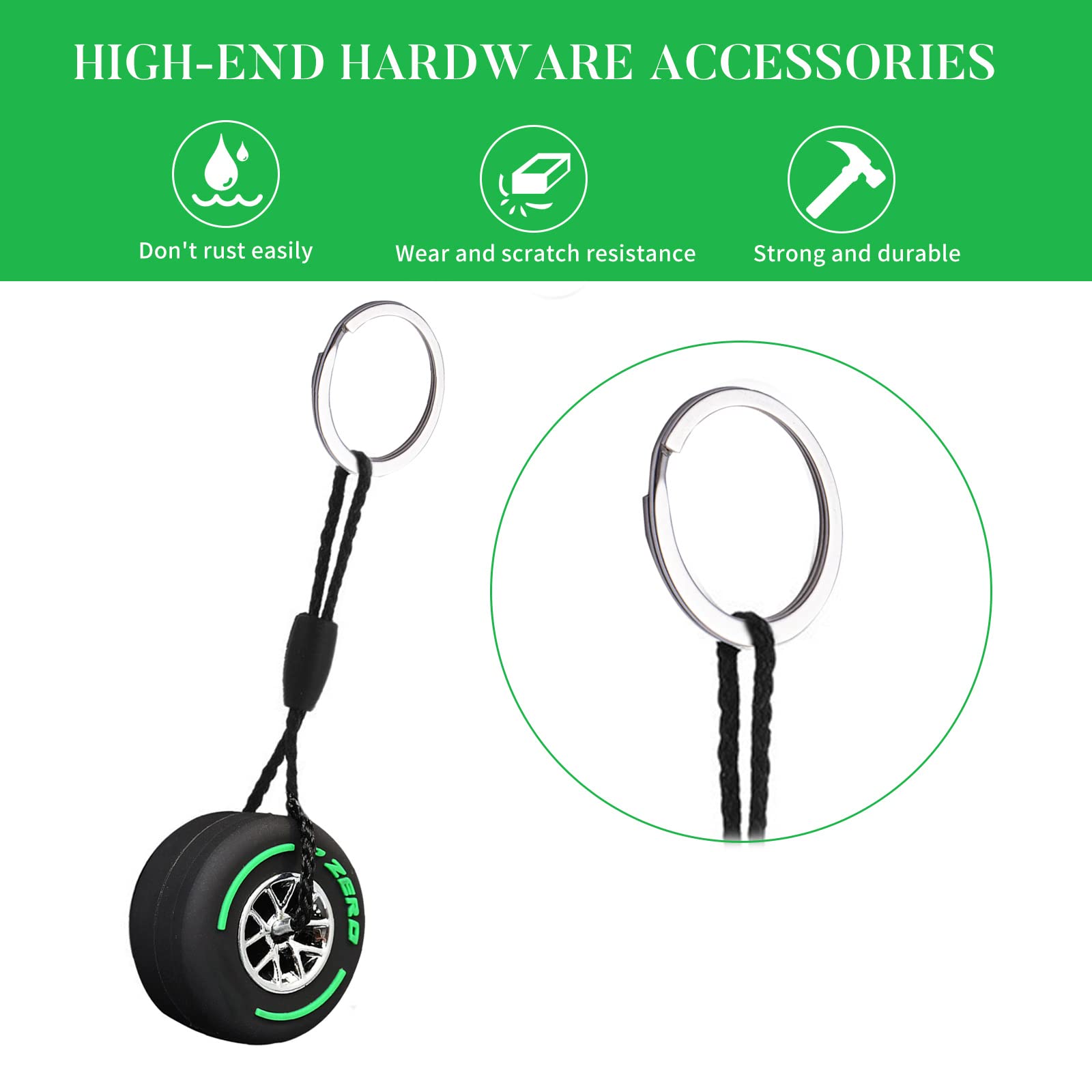 kingsea Racing Tire Keychain, 3D Cute Tire Key Chain, Soft Rubber Wheel Tyre Auto Keychain, Used for Car Decoration, 3PCS