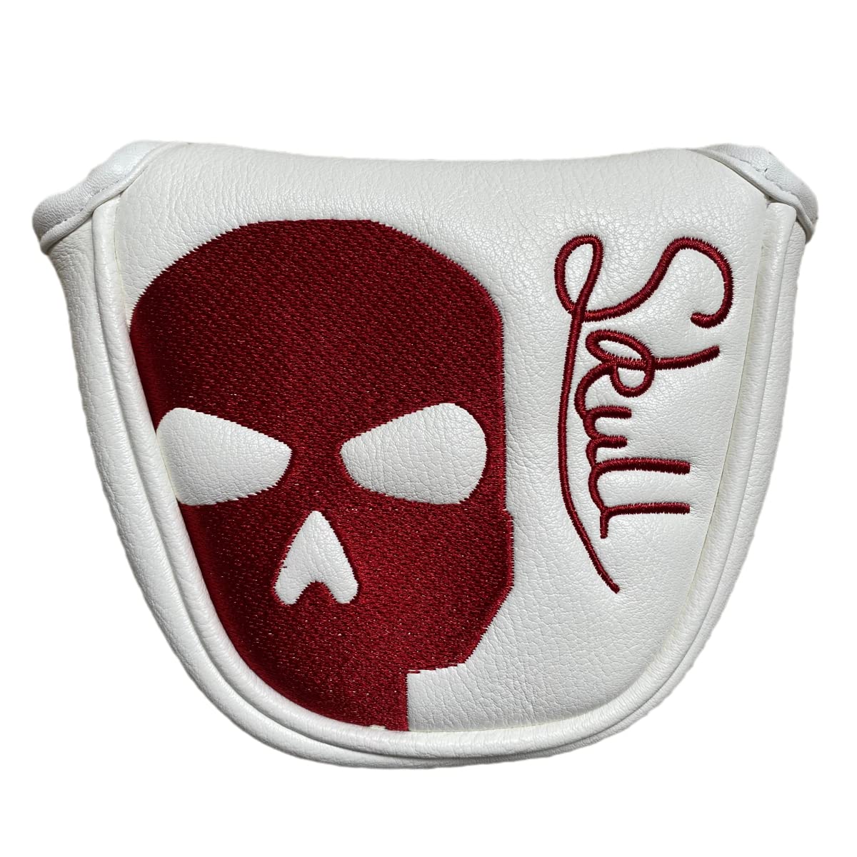 Premium Synthetic Leather Golf Putter Cover - Mallet Putter Head Cover Headcover Magnetic Golf Headcover for Mallet Putters (Eagle/Skull) (White|Skull)