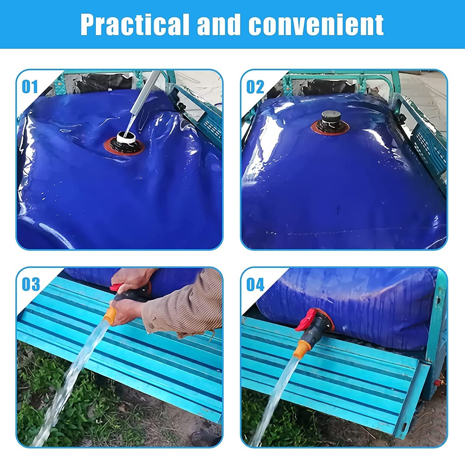 Large-Capacity Foldable Water Container Water Storage Bladder Collapsible Water Bladder Tanks Soft Drought-Resistant Water Bag Drought-Resistant and fire-Fighting Agricultural use Water Tank(240L)