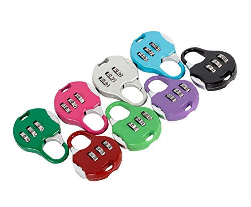 ZPLIUST 3 Digit Combinations Padlock The Safe Cipher Lock Resettable Code Lock, Color Locks (8 Pack)