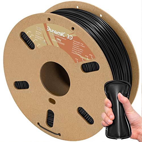 TPU Filament 1.75mm Black and Gray Bundle, DURAMIC 3D TPU Flexible Filament 95A, Soft TPU 3D Printing Filament, 1kg Spool, Dimensional Accuracy +/- 0.05mm, Black 1 Pack