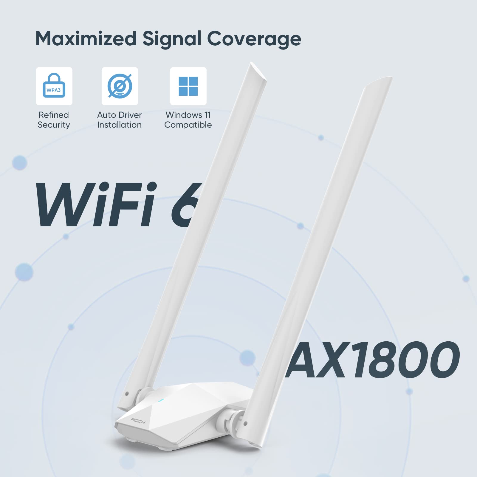 USB WiFi Adapter, AX1800 USB 3.0 WiFi 6 Wireless Network Adapter USB Wireless Dongle with Dual Band 2.4GHz/5GHz for Desktop PC Laptop Support Windows 10/11