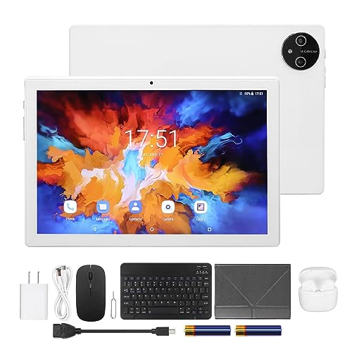 Luqeeg 10.1 Inch Tablet 2 in 1 Smart Tablet 12MP Front Camera 12GB RAM 256GB ROM MT6755 Octa CPU for Learning and Entertainment (US Plug)