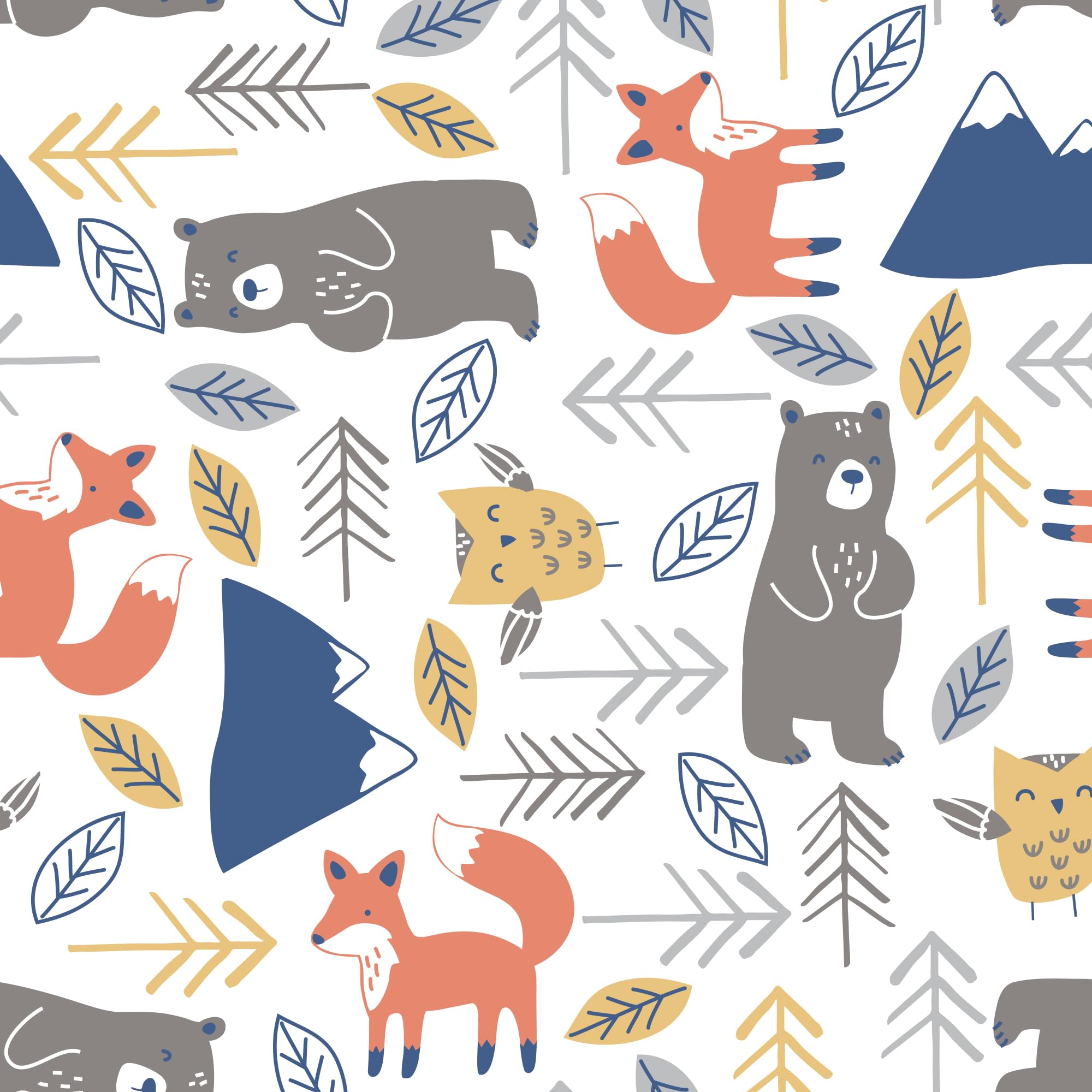 Lambs & Ivy Sierra Sky Woodland Bear/Fox 100% Cotton Baby Fitted Crib Sheet