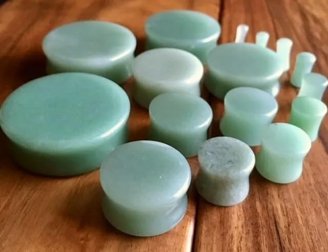 Lobal Domination PAIR of Jade Green Adventurine Organic Stone Plugs Gauges - up to 38mm available! (1&1/2" (38mm))