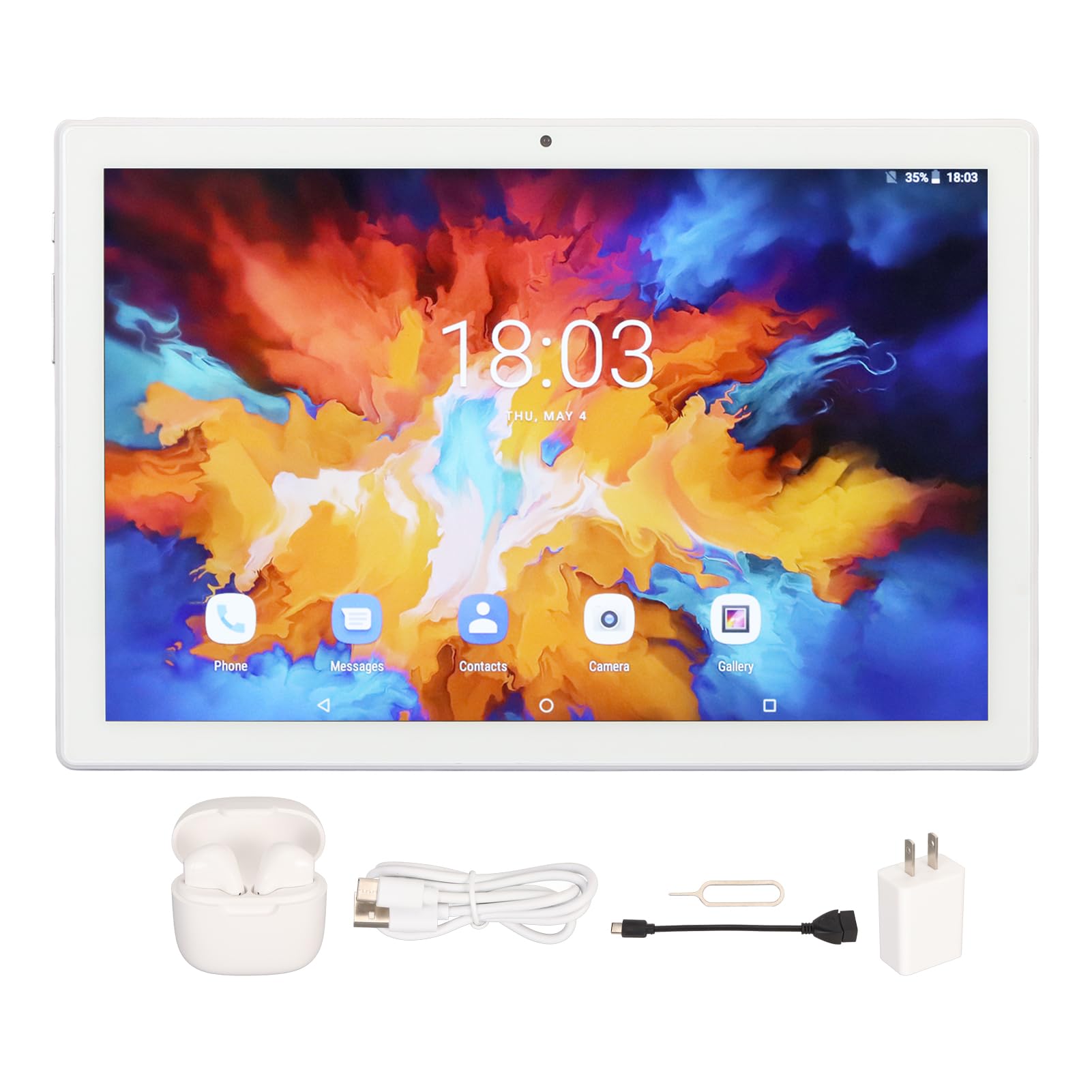 Luqeeg 10.1 Inch Tablet, Front 12MP Rear 24MP 2.4G 5G WiFi 12GB 256GB 100‑240V 4G LTE Tablet 5.0 with Earbuds for Work (US Plug)