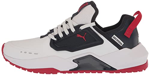 PUMA Men's Gs.One Golf Shoe, White/Navy Blazer/Ski Patrol, 11