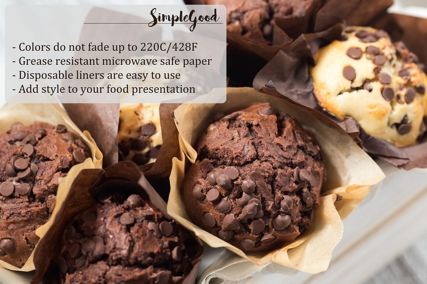 SimpleGood Blue Medium Size Tulip Baking Cups Cupcake Liners Muffin Liners Greaseproof Paper 100