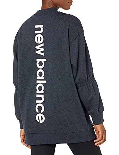 New Balance Women's Achiever Crew Sweatshirt, Eclipse Heather, Small