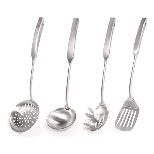 MABSSI Kitchenware Set Stainless Steel Cooking Utensil Set with Shovel Spoon, Shovel Spatula, Pasta Table and Soup Spoon, Heat-Resi