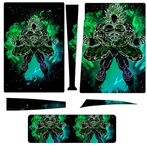 PlayStation 5 optical drive version sticker protective cover, Legendary Super Saiyan Broly Soul of The Legendary Form ps5 controller protective shell (compatible with ps5 optical drive)