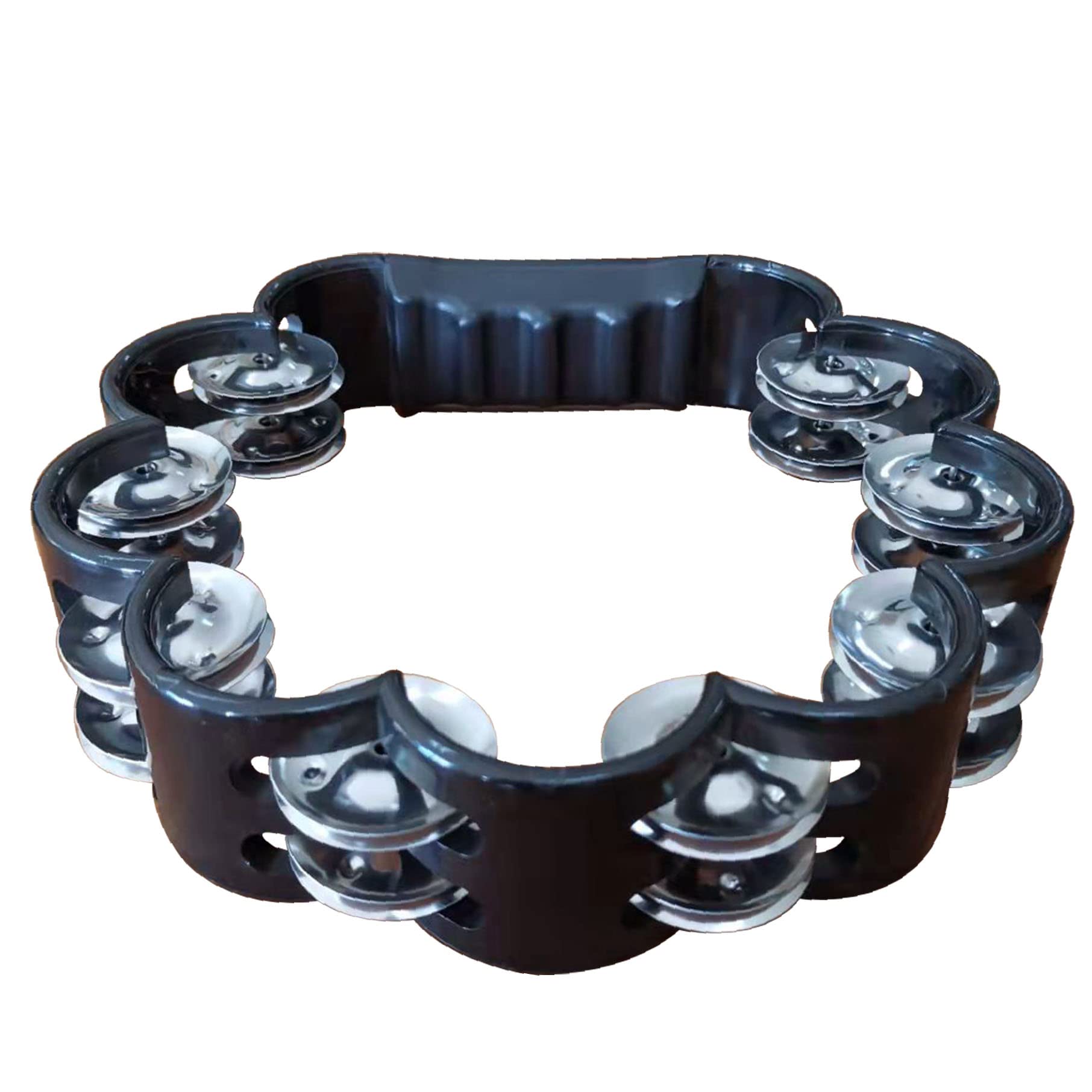Plastic 10-inch Tambourine, 16 Pairs of Jingles, Headless, Wavy Shaped Frame