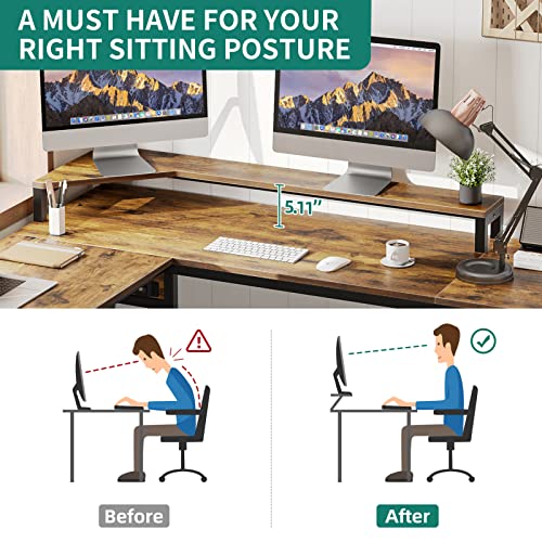 YITAHOME L Shaped Desk with File Drawer, 65" Large Computer Desk Corner Desk with Lift Top, Standing Desk Height Adjustable with Monitor Stand & Storage Shelves for Home Office, Rustic Brown