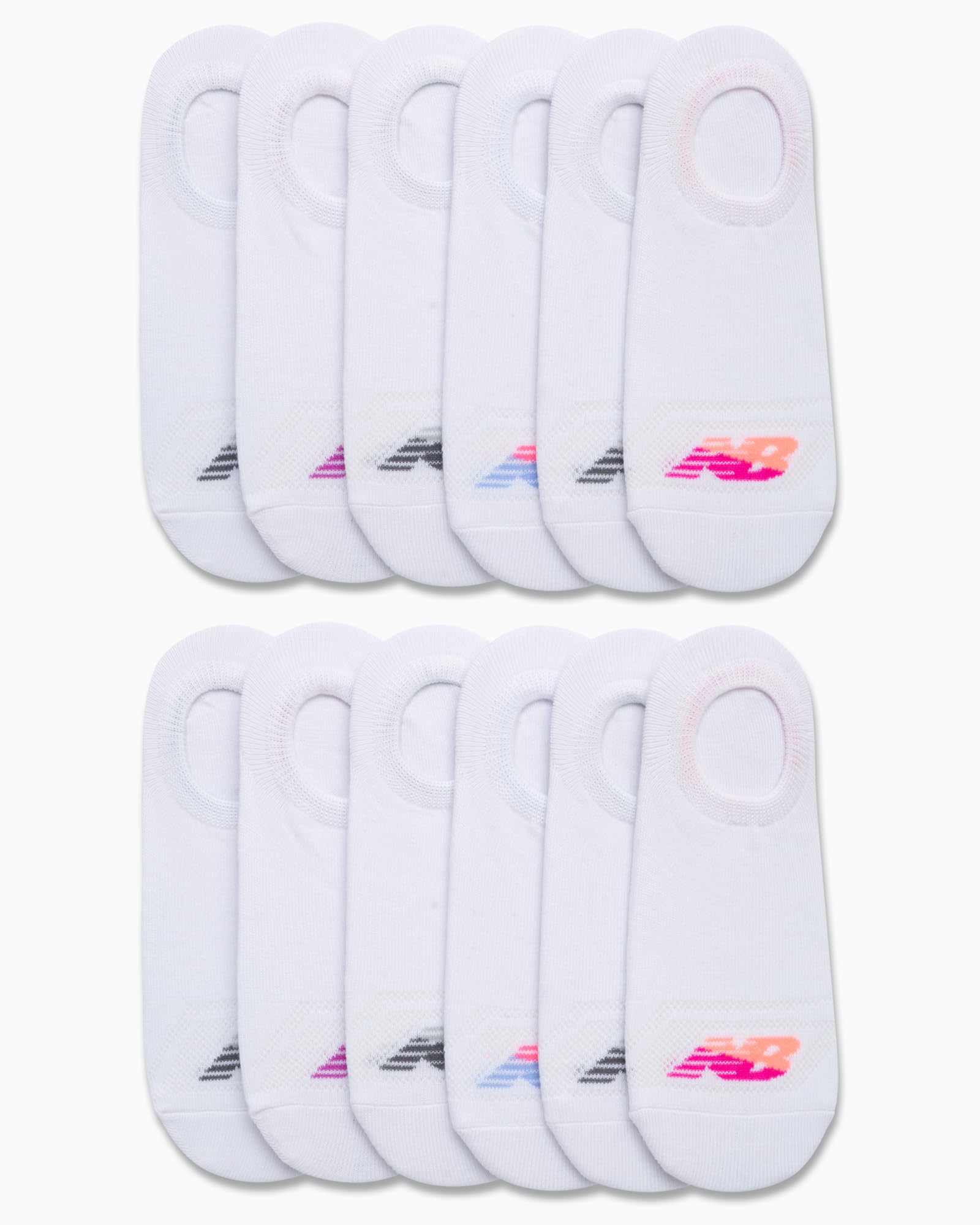 New Balance Women's Athletic Socks - Cushion No Show Liner Socks (12 Pack), Size Shoe Size 4-10, Black Mesh