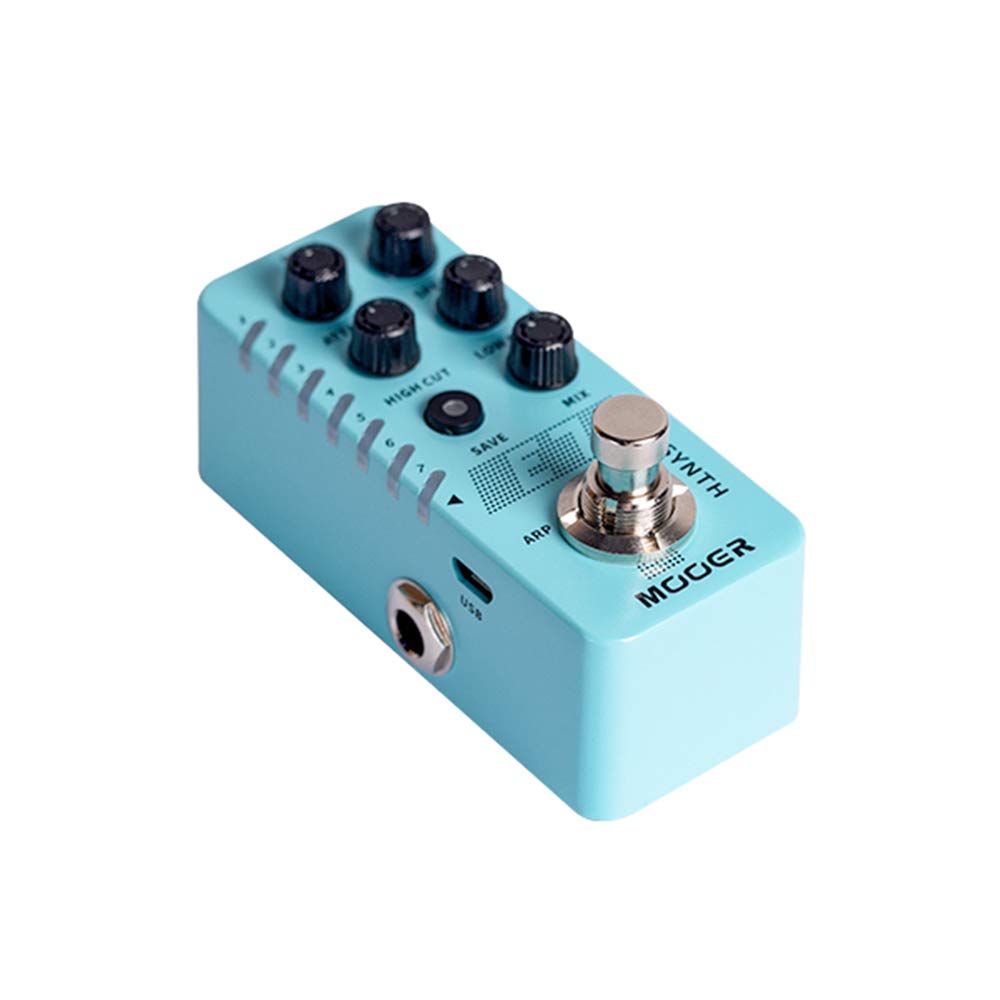 MOOER E7 Mini Guitar Synth Pedal with 7 Presets 7 Slots 7 Different Typical Electronic Synthesizer Bundled with 3 pcs FC-Series 6 Inch Pedal Cable