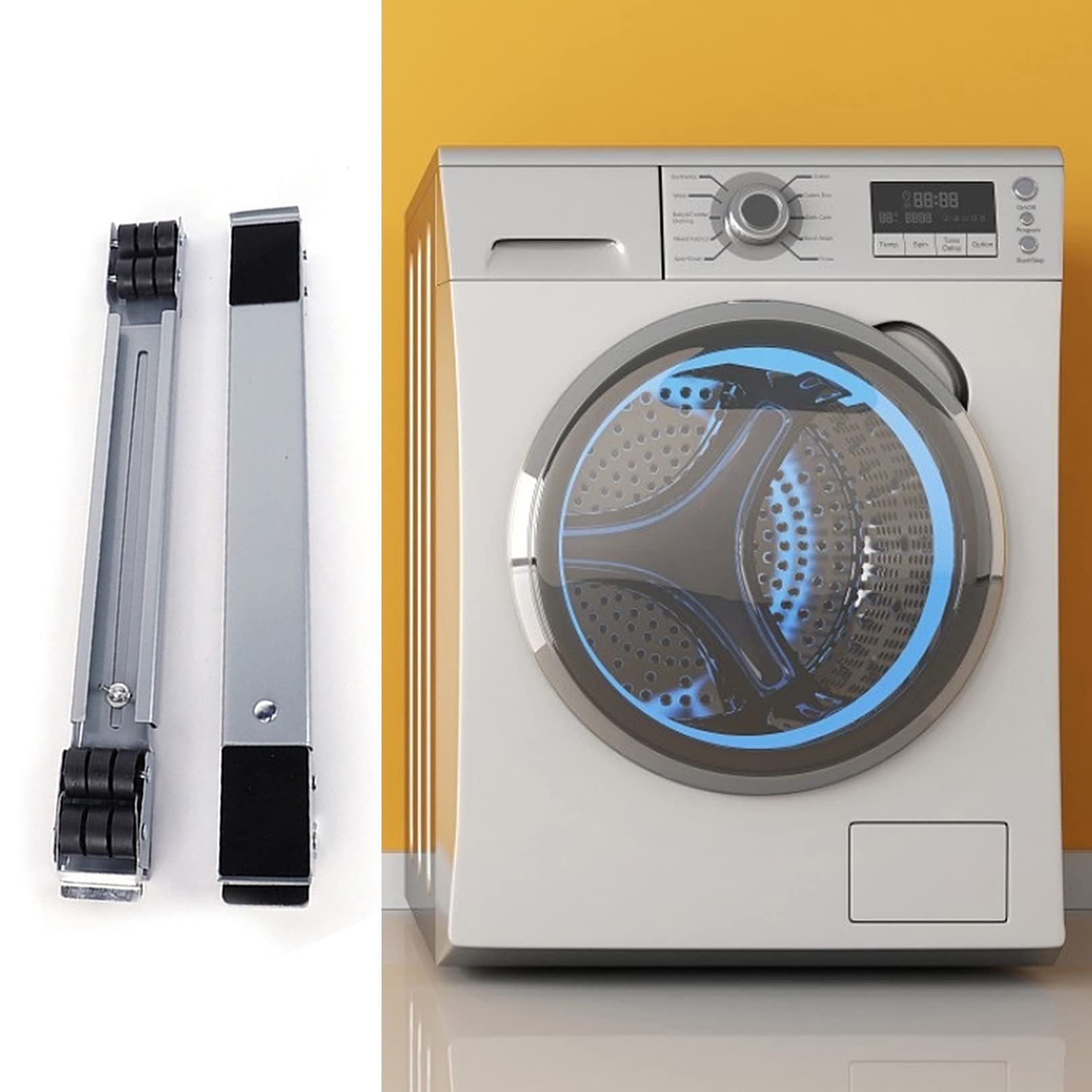 Lidengdeng Washing Machine Pedestal, Refrigerator Stand, Universal Mobile Tool Base, Movable Adjustable Washer and Dryer Stand, Refrigerator Base, Roller with Brake, Firm, Non Slip, Wheeled, 2 Pcs