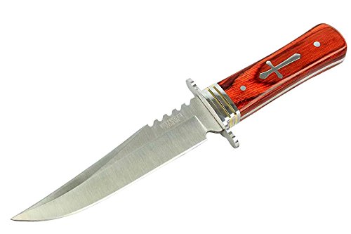 Lastworld 11" Defender Extreme Wood Handle Hunting Knife Full Tang Stainless Steel Blade