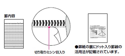 Kokuyo Campus Twin Ring Perforated Memo Pad - A7 - Dotted 6 mm Rule - 40 Sheets