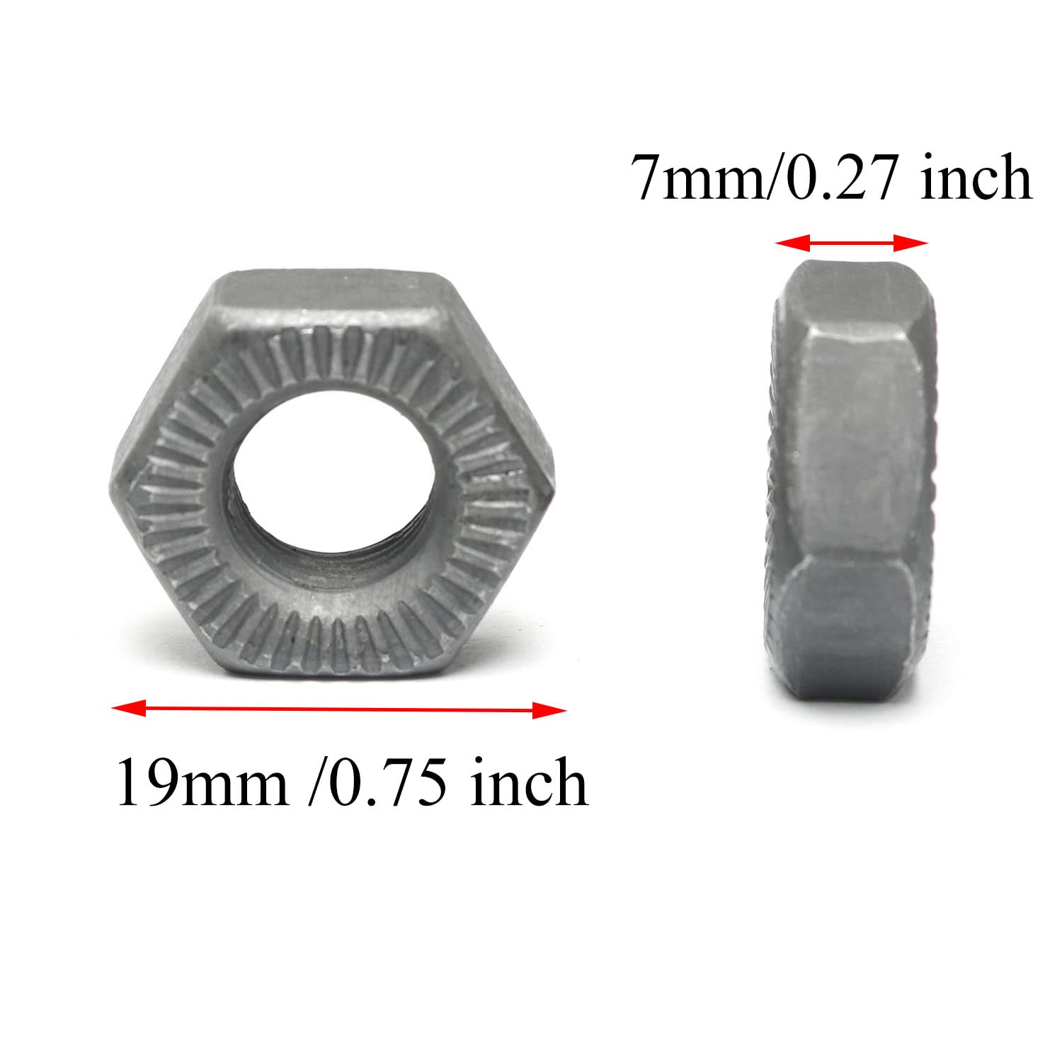 Pro Bamboo Kitchen 2PCS Front and Rear Hollow Shaft Nuts 3/8" Zinc Alloy Hub Lock Nut for MTB Quick Repair Thickness 7mm