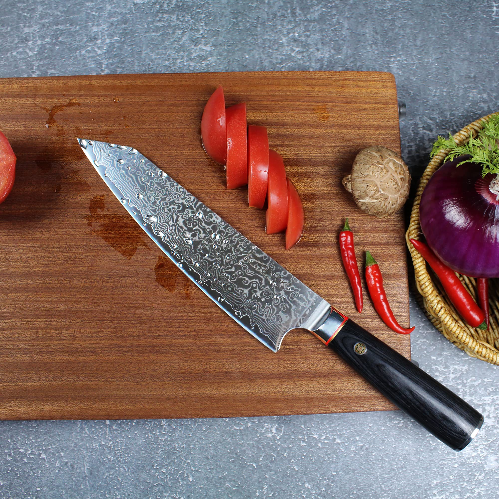 Receive Both-8" Damascus Gyuto Knife and 8" Damascus Kitchen Knife