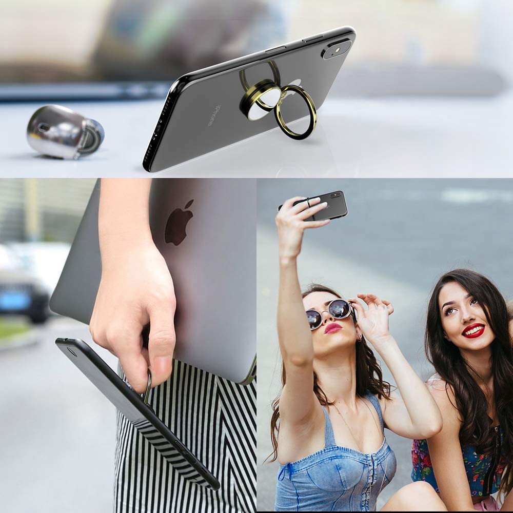 Mirror Finger Ring Holder, ICEYA Cell Phone Ring Stand Holder 360°Rotation Case Ring Grip Mount for iPhone 7/7 Plus, Galaxy S8/S8 Plus and Other Smartphones (Gold)