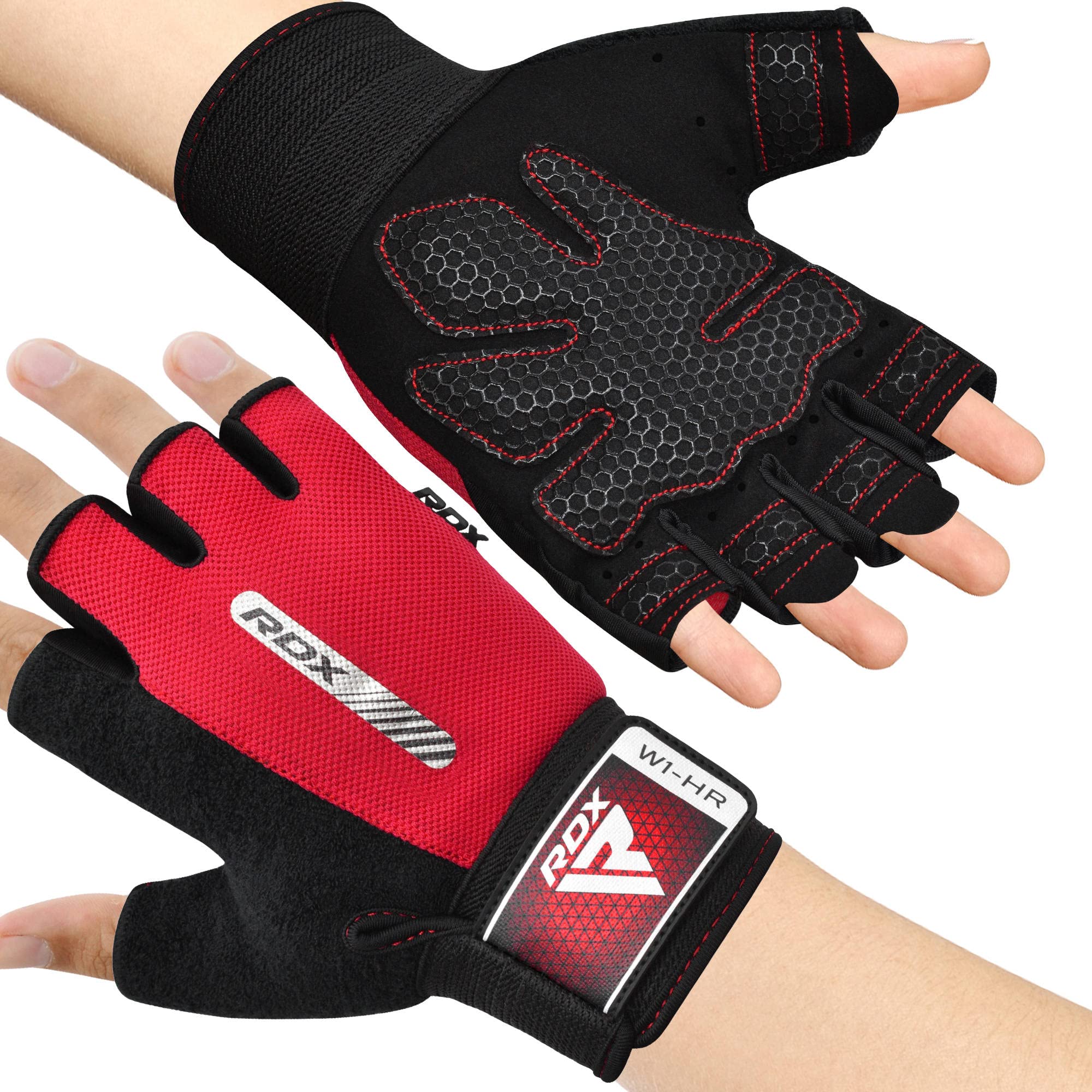 RDX Weight Lifting Gloves Fitness Workout, Anti Slip Padded Full Palm Protection, Ultra Ventilated, Bodybuilding Strength Training HIIT WOD Exercise, Half Finger Men Women Cycling Rowing Climbing
