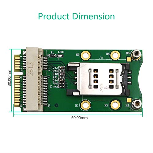 Mini PCI-E Adapter with SIM Card Slot for 3G/4G,WWAN LTE,GPS Card (Clamshell SIM Card Holder)