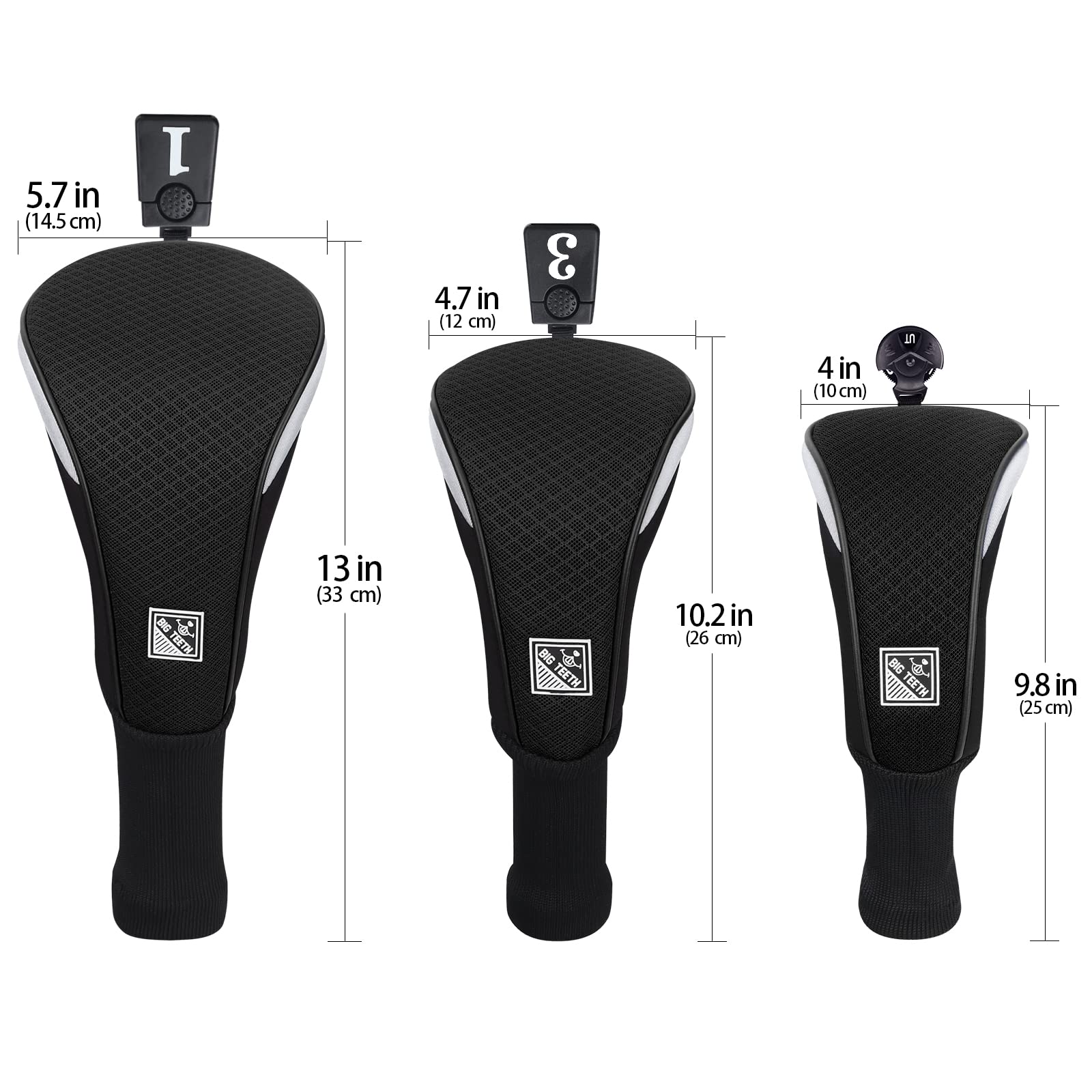Lightweight Mesh Golf Driver Headcovers Big Teeth Golf Fairway Wood Hybird Head Covers Club Protecter for Taylormade Ping Anser Titleist (Fairway Cover Blue)