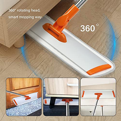 Worthland Mops for Floor Cleaning with 4 Reusable Microfiber Pads, 18" Wet and Dust Mop for Hardwood & Tile Household Cleaning Tools