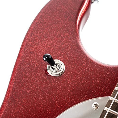 Sawtooth 6 String ES Hybrid Electric Guitar with Wilkinson Tremolo, Blood Red Sparkle w Pro Series Gig Bag, Right (ST BRS)