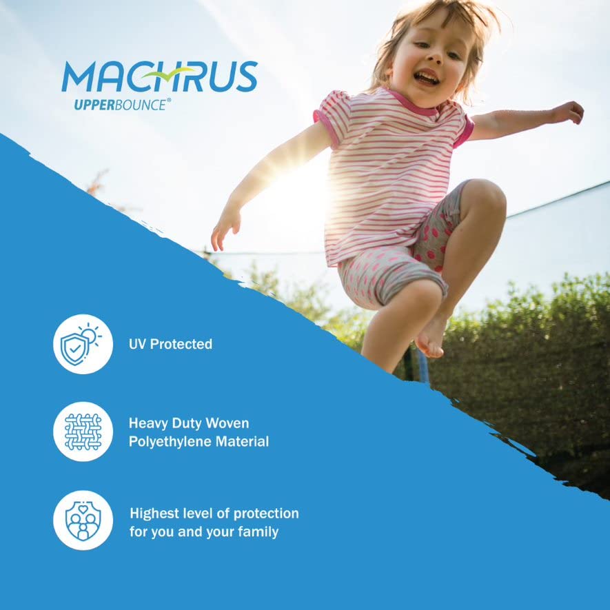 Machrus Upper Bounce Trampoline Net Replacement 7.5FT 8FT 9FT 10FT 12FT 13FT 14FT 15FT 16FT- Safety Net for Straight Poles/Arches Round Trampoline- Inside Enclosure with Straps- UV & Tear-Resistant