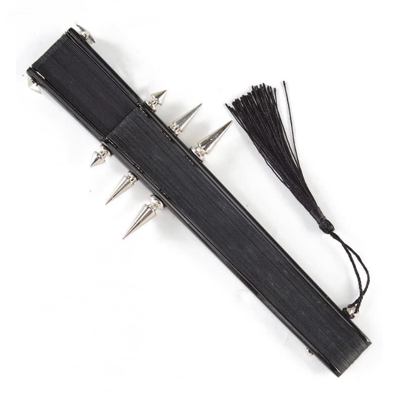 Punk Fan Steampunk Spike Fan Goth Vintage Rivet Men and Women Han Fan Party Fan Accessories Black