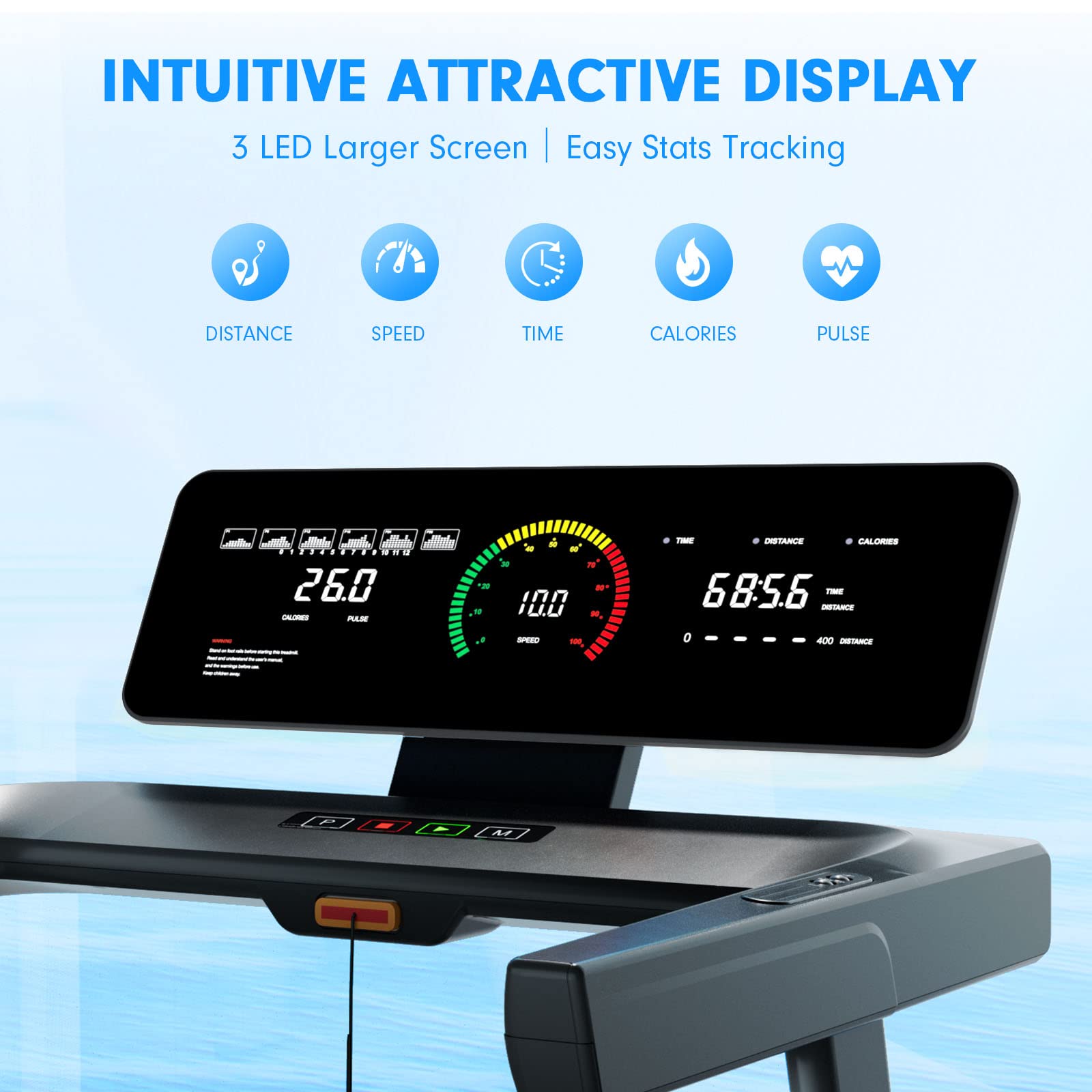 OMA Treadmills for Home, Max 2.5HP 300 LBS Capacity Folding Treadmill with LED Display, 36 Preset Programs, Walking Jogging Running Exercise Machine
