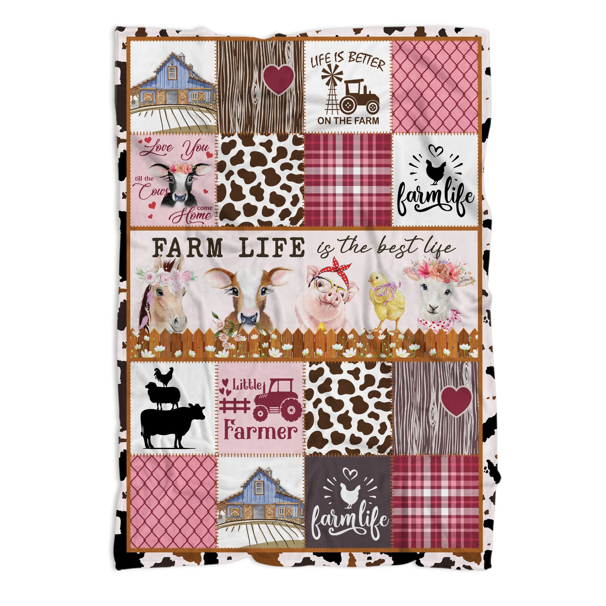 MUCHNEE New Baby Blankets for Girls, Farm Animals Baby Blankets for Kids, Newborn Baby Parents Gift, Baby Girl Blanket 40x30in, Cute Cow Blanket for Nursery Décor, Baby Birthday Gifts