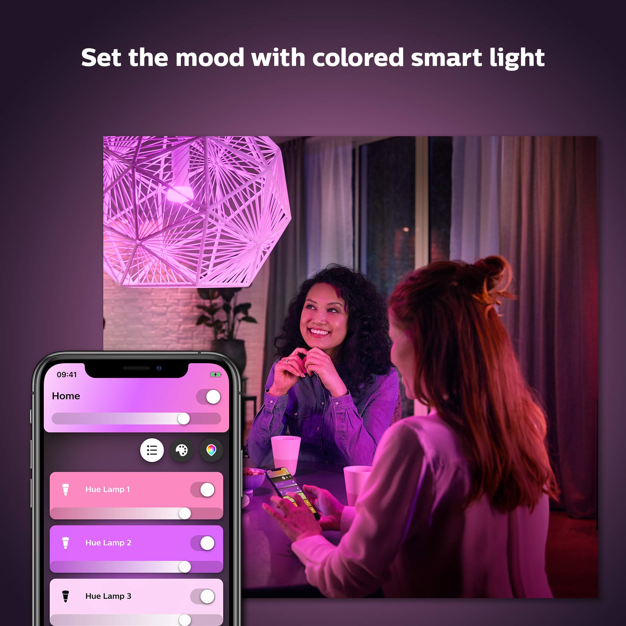 Philips Hue White and Color LED Smart Button Starter Kit White and Color Ambiance A19 LED Smart Bulb