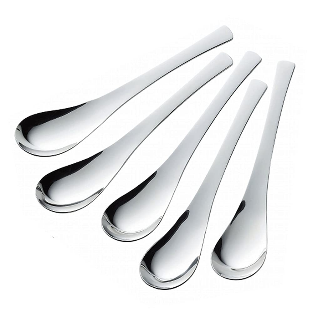 Shimomura Kihan 18756 Lotus Spoon, Set of 5, Made in Japan, Stainless Steel, Dishwasher Safe, Easy to Eat, Curry Pot, Stir Rice, Wok Bowl