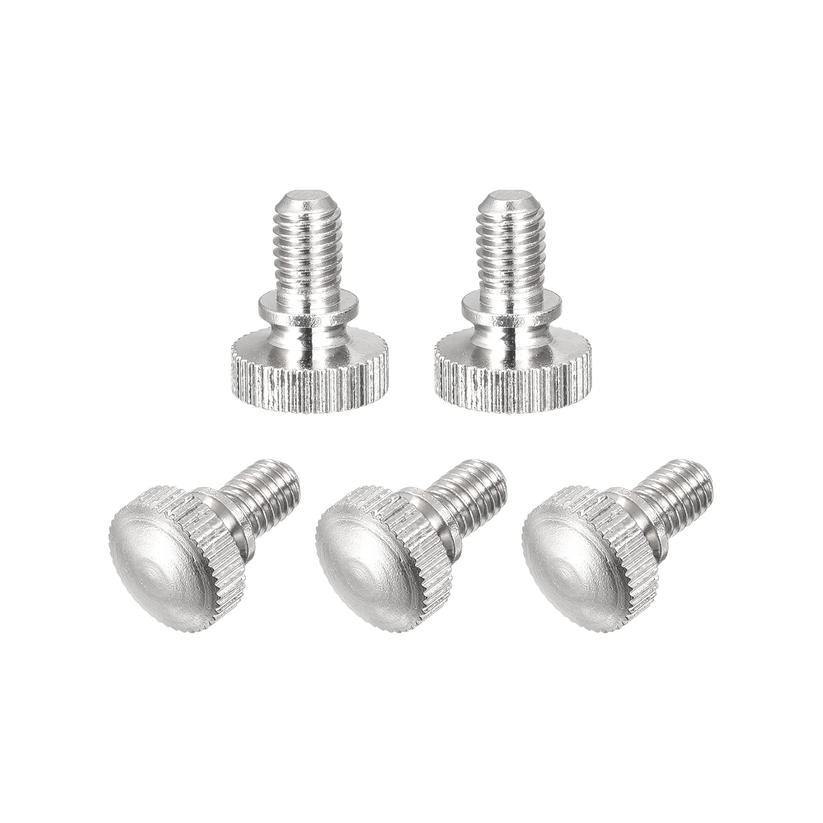 uxcell Knurled Thumb Screws, M5x8mm Brass Shoulder Bolts Grip Knobs Fasteners, Nickel Plated 5Pcs