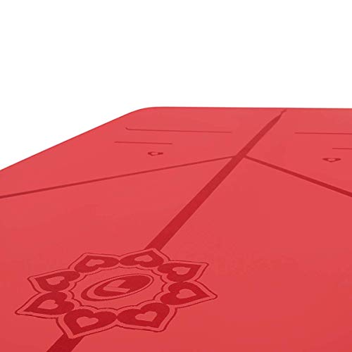 LIFORME Love Travel Yoga Mat- Free Yoga Bag, Patented Alignment System, Warrior-Like Grip, Non-Slip, Eco-Friendly, Ultra-Lightweight, Sweat Resistant, Long, Wide and Thick (Red)