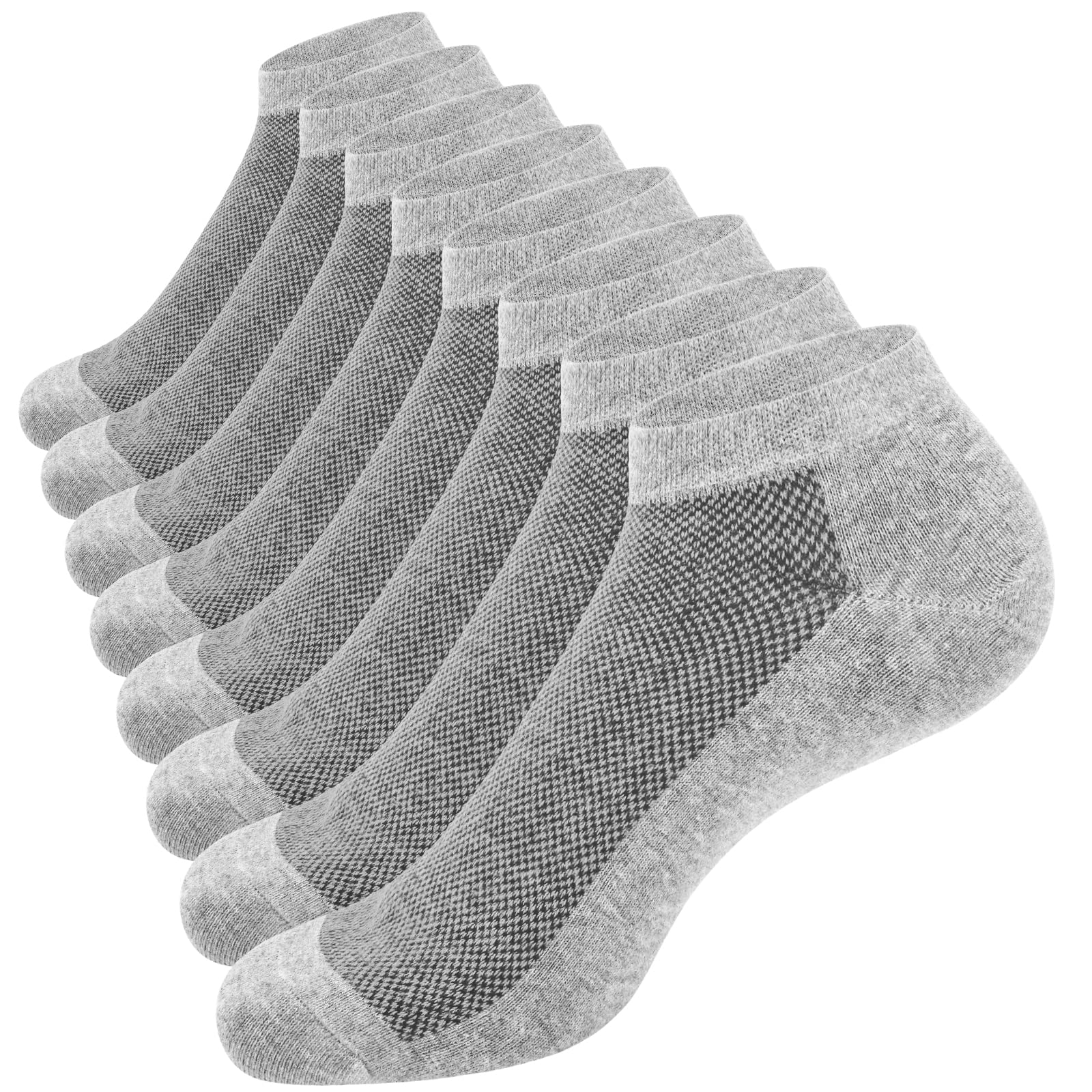 SIXDAYSOX 8 Pack Mens Ankle Socks Low Cut Comfort Casual Socks Size 13-15 Grey