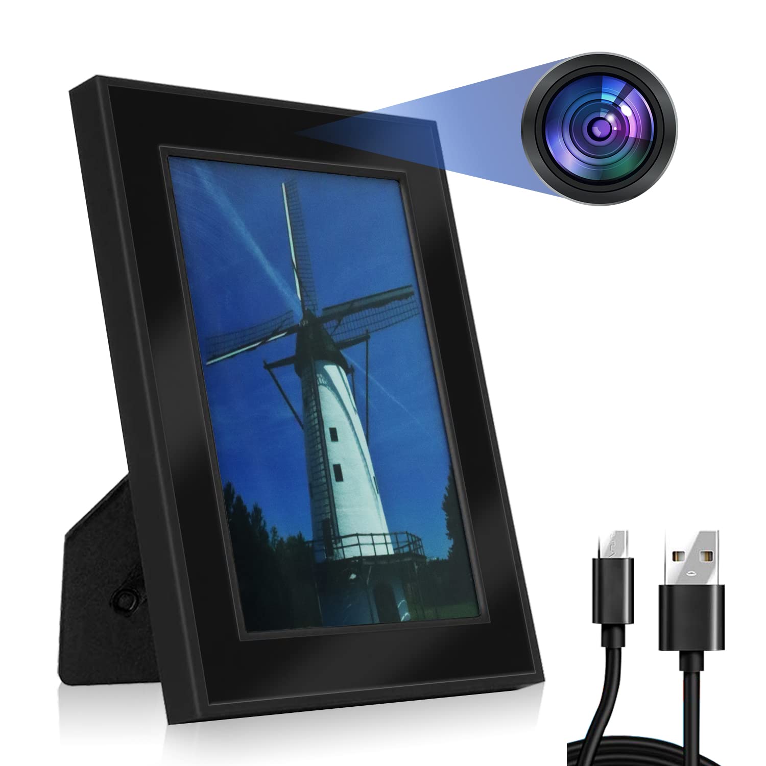 VERRNY Spy Hidden Camera Photo Frame HD 1080P Mini Camera Security Nanny Cam with Motion Detection for Home, Office,No WiFi Required